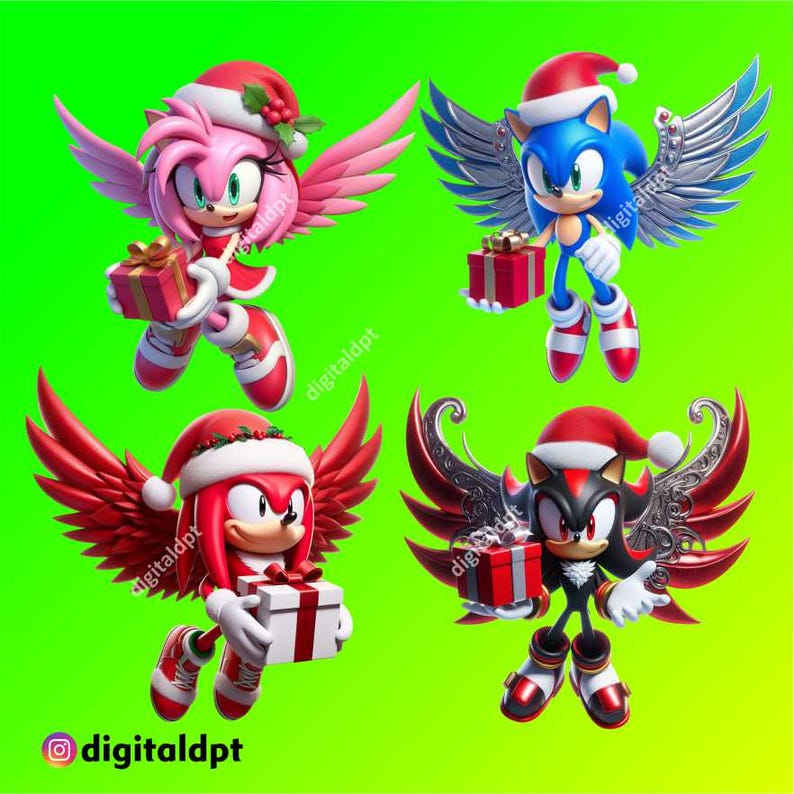 Sonic Transparent PNG Bundle , Sonic Custom Design Christmas Theme ...