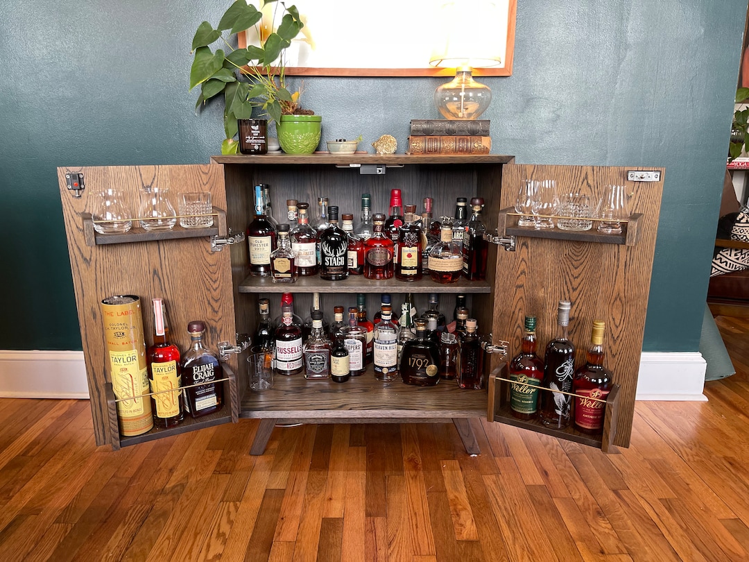 Custom Made Mid Century Modern Whiskey Bar Cabinet - Etsy