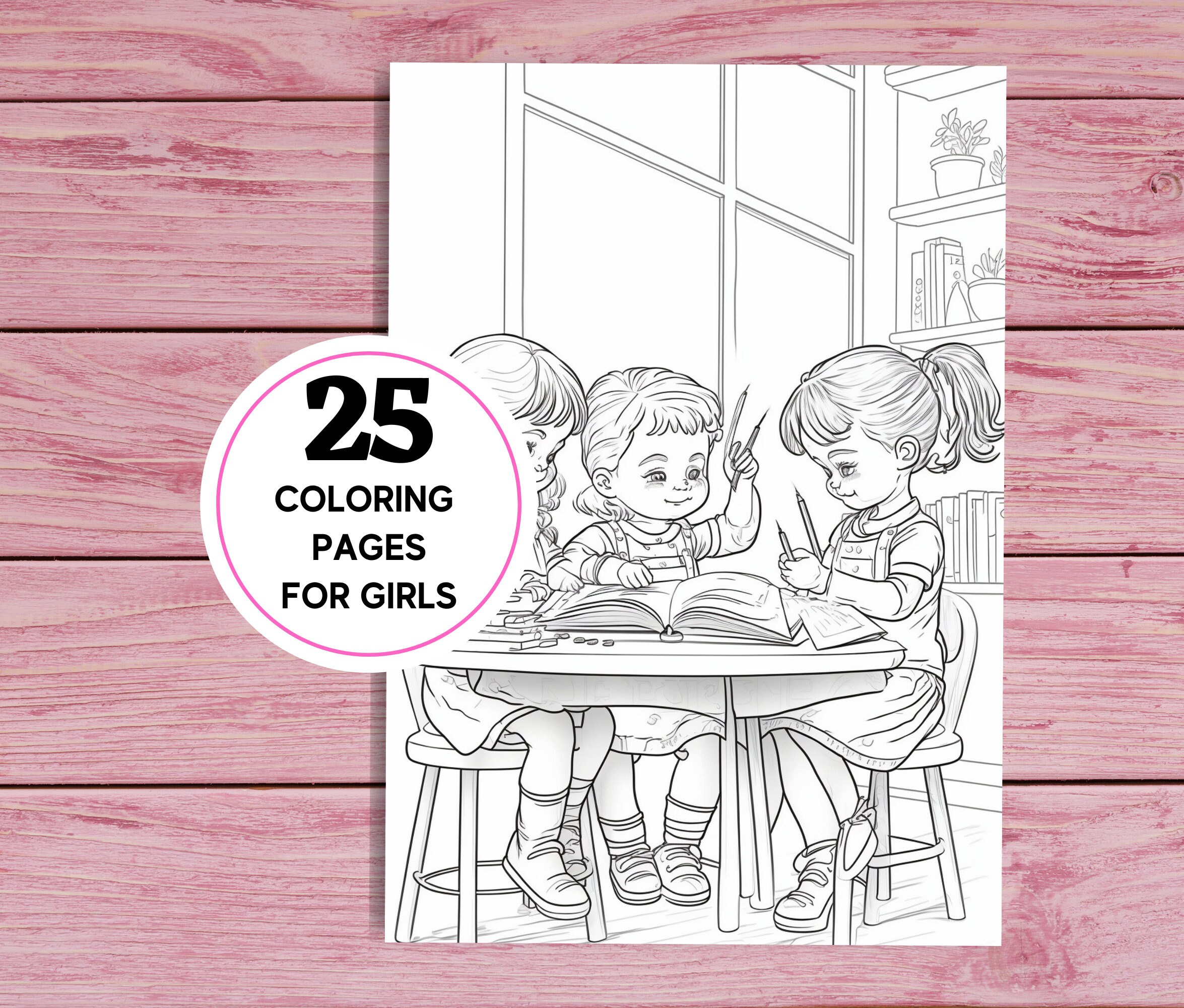 25 Cute Coloring Pages for Girls | Printable PDF 25 Pages A4 | for Kids ...