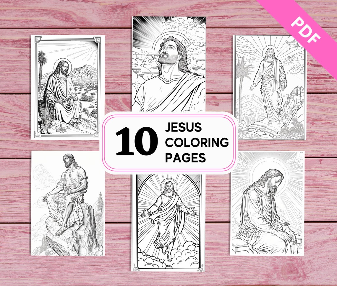 Jesus Christ - 10 Coloring Pages for Kids and Adults | Printable PDF 10 ...