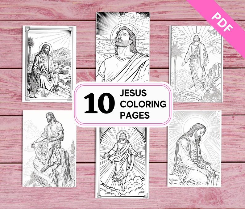Jesus Christ - 10 Coloring Pages for Kids and Adults | Printable PDF 10 ...