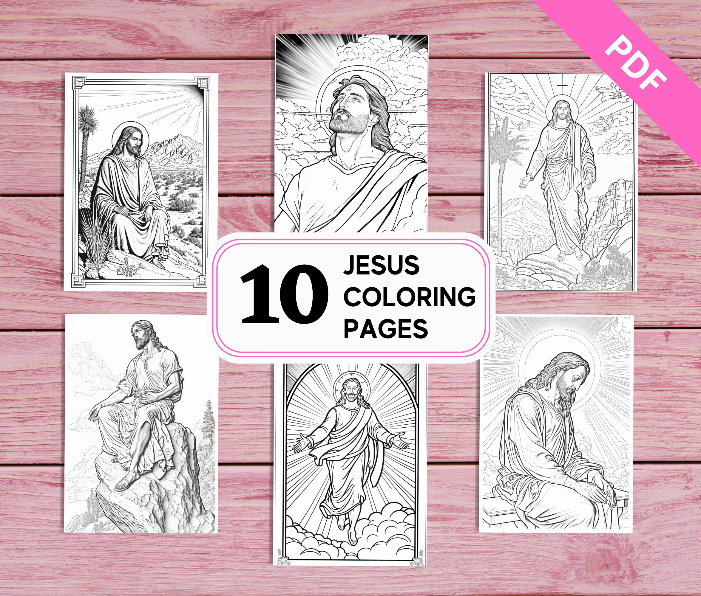 Jesus Christ - 10 Coloring Pages for Kids and Adults | Printable PDF 10 ...