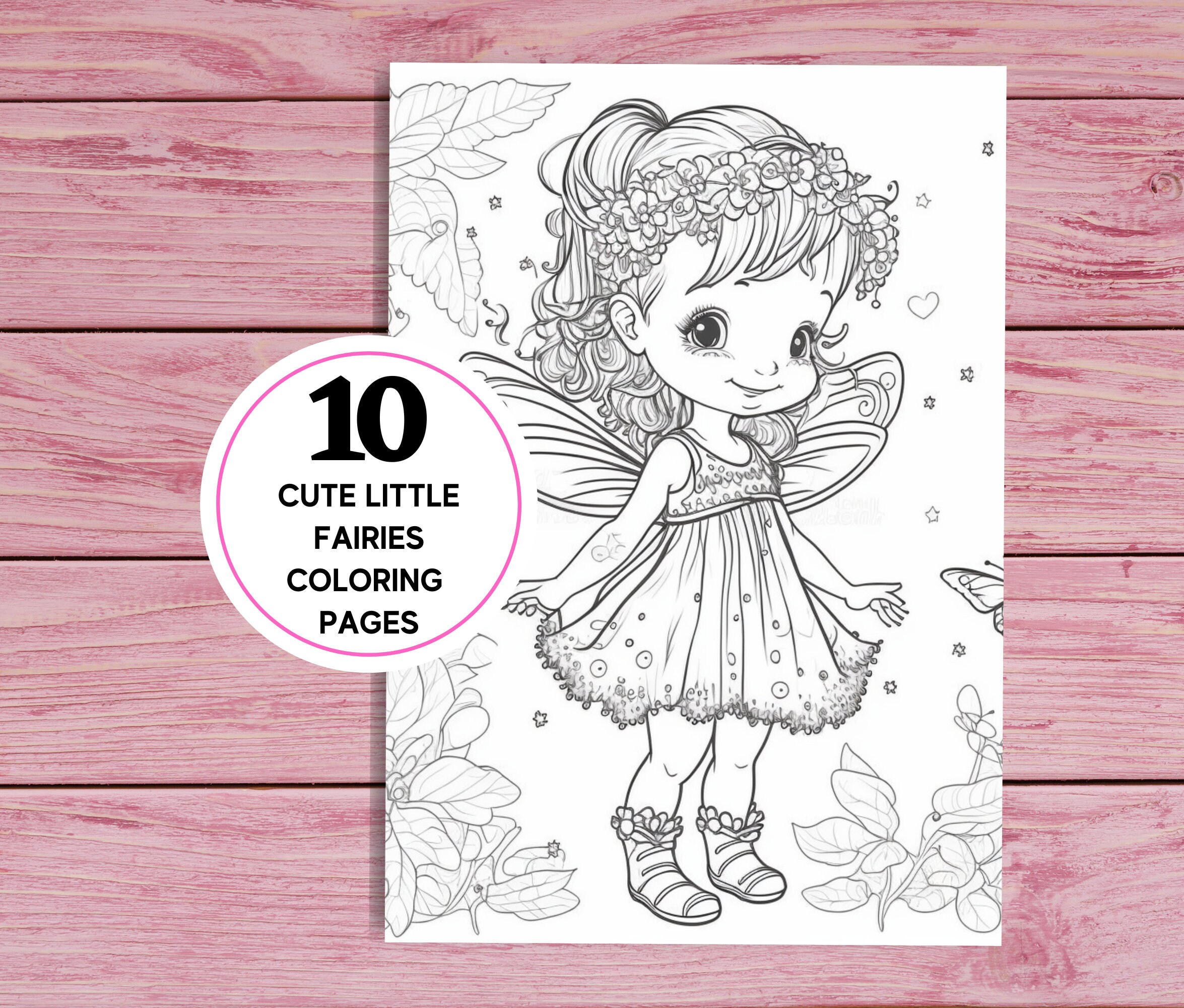 10 Cute Little Fairies Coloring Pages for Kids | Printable PDF 10 Pages ...
