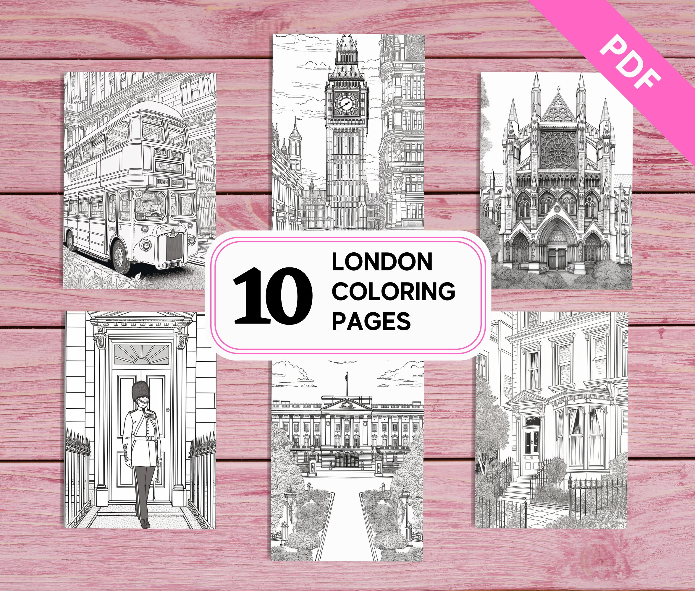 London City - 10 Coloring Pages for Adults | Printable PDF A4 | Instant ...