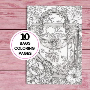10 Beautiful Bags Coloring Pages for Kids and Adults | Printable PDF 10 ...