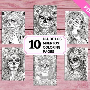 10 Dia De Los Muertos Portraits Coloring Pages for Kids and Adults ...