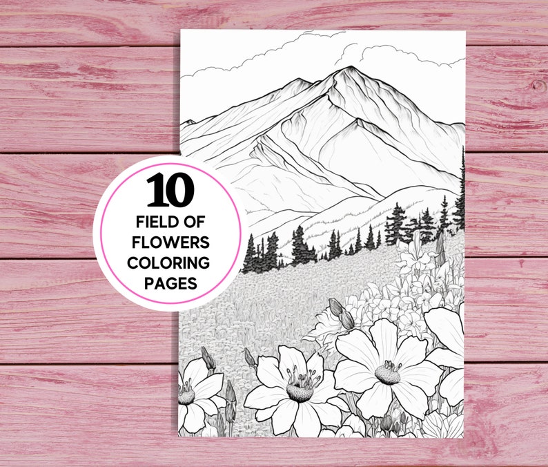 Field of Flowers 10 Coloring Pages for Adults Printable - Etsy