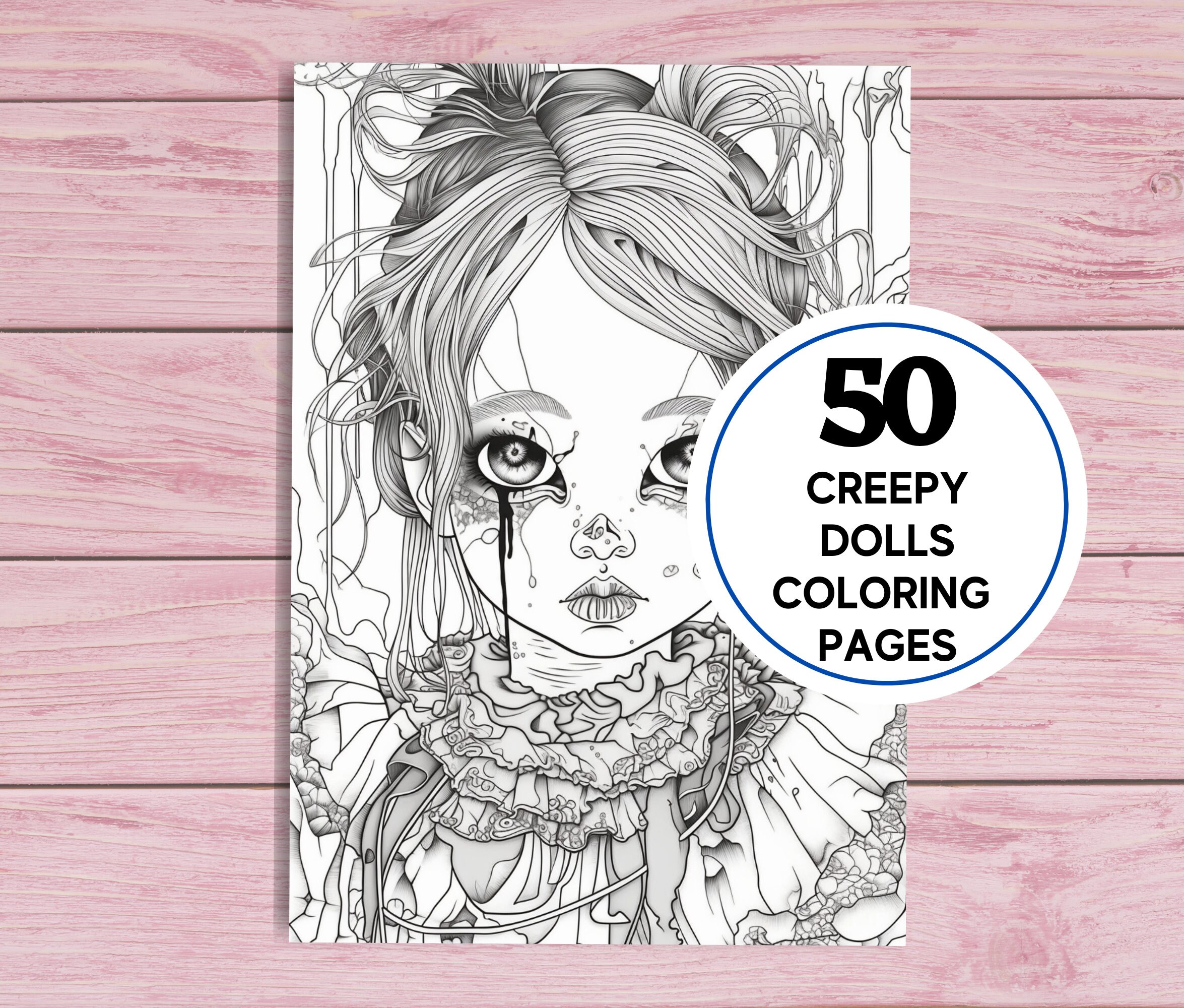 KDP Interior 50 Creepy Dolls Coloring Pages | 8.5" X 11" Printable PDF ...