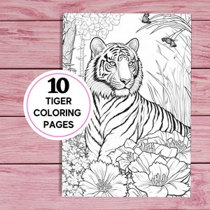 Wild Tigers - 10 Coloring Pages for Kids and Adults | Printable PDF 10 ...
