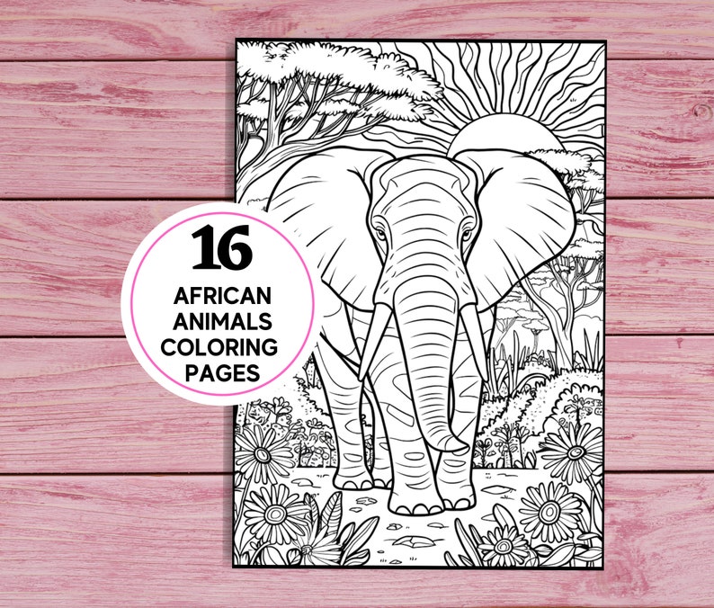 African Animals 16 Detailed Coloring Pages for Kids and Adults ...