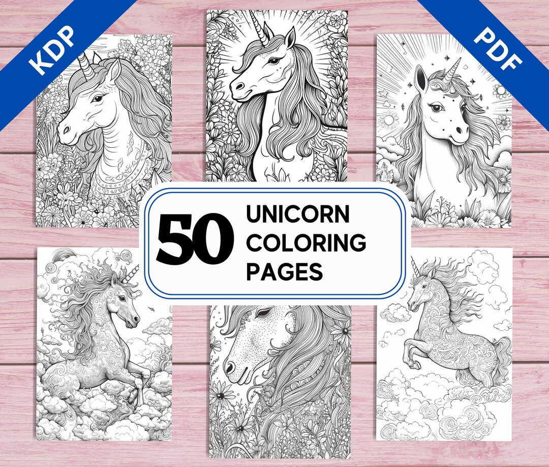 KDP Interior 50 Unicorn Coloring Pages | 8.5" X 11" Printable PDF ...