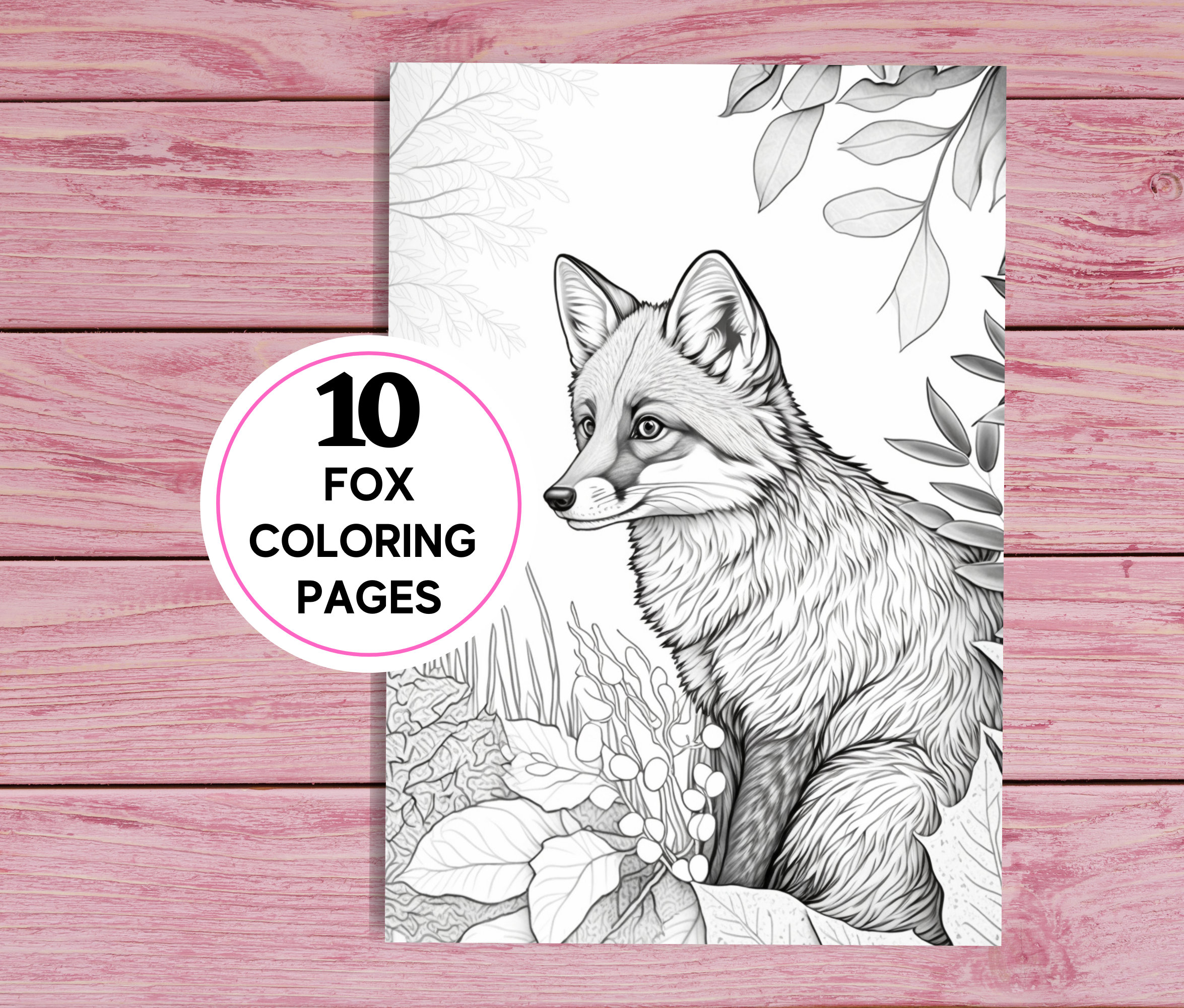 Realistic Fox Coloring Pages - 10 Printable A4 Greyscale Sheets (PDF ...