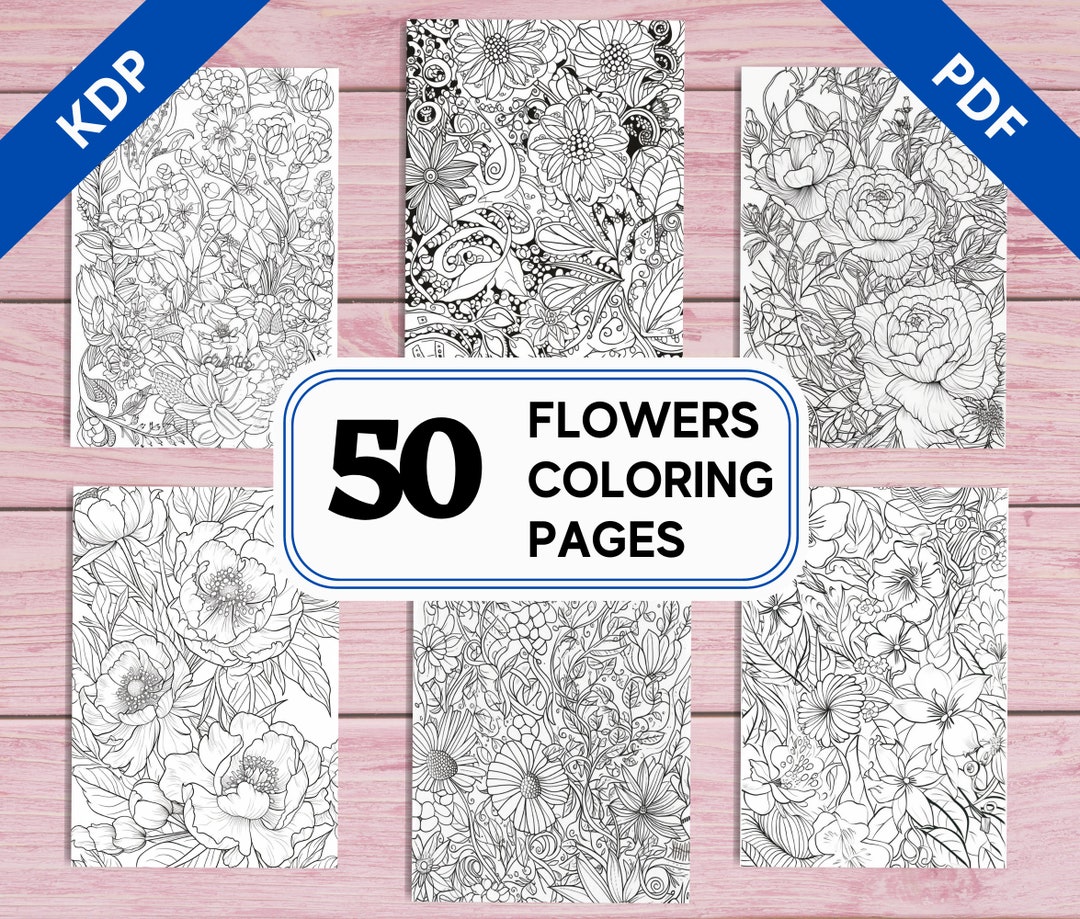 50 Flowers Coloring Pages | Botanical Illustrations (printable PDF) - Etsy