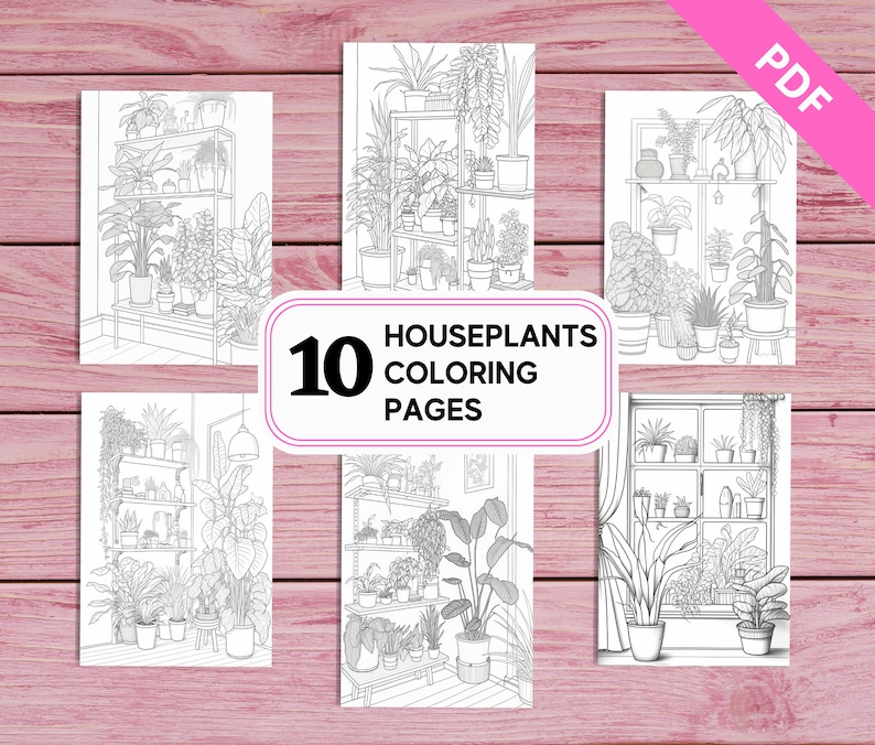 Plants - 10 Coloring Pages for Adults | Printable PDF 10 Pages A4 ...