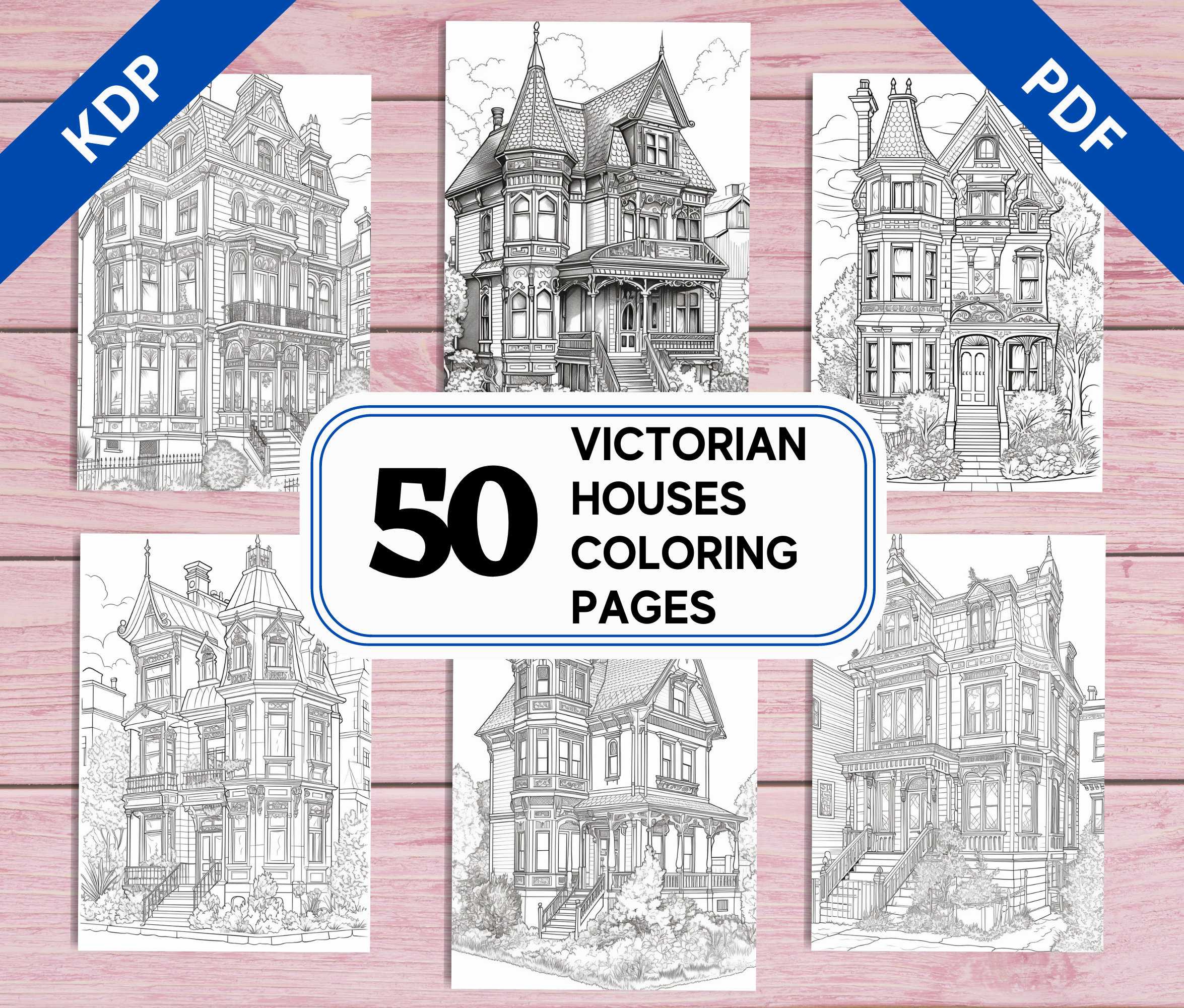 KDP Interior 50 Victorian Houses Coloring Pages for Adults 8.5 X 11 ...