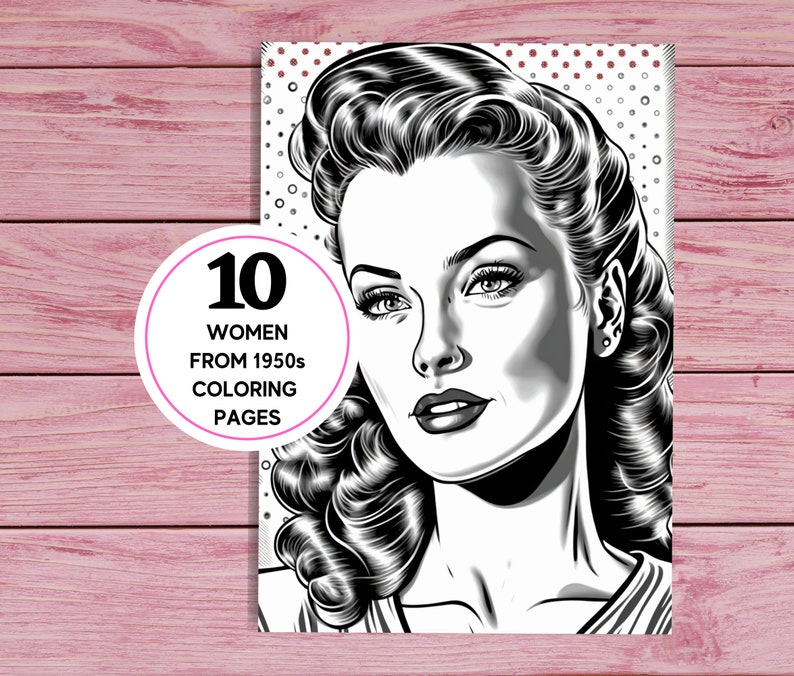 1950s Women Portraits 10 Coloring Pages For Adults Printable Pdf 10