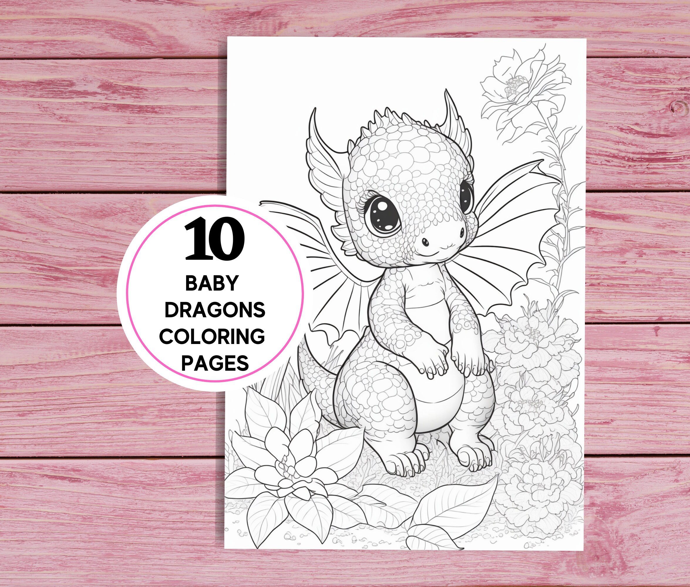 Baby Dragons - 10 Coloring Pages for Kids | Printable PDF 10 Pages A4 ...