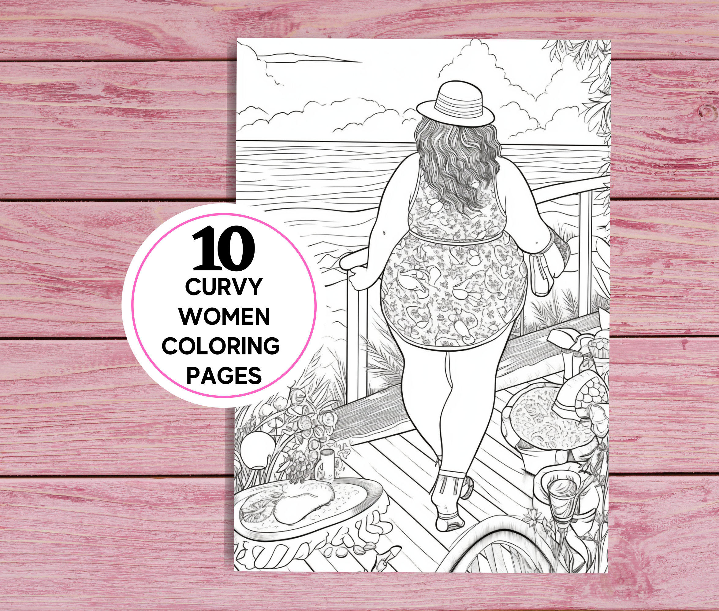 10 Curvy Women Coloring Pages for Kids and Adults Printable PDF 10 ...