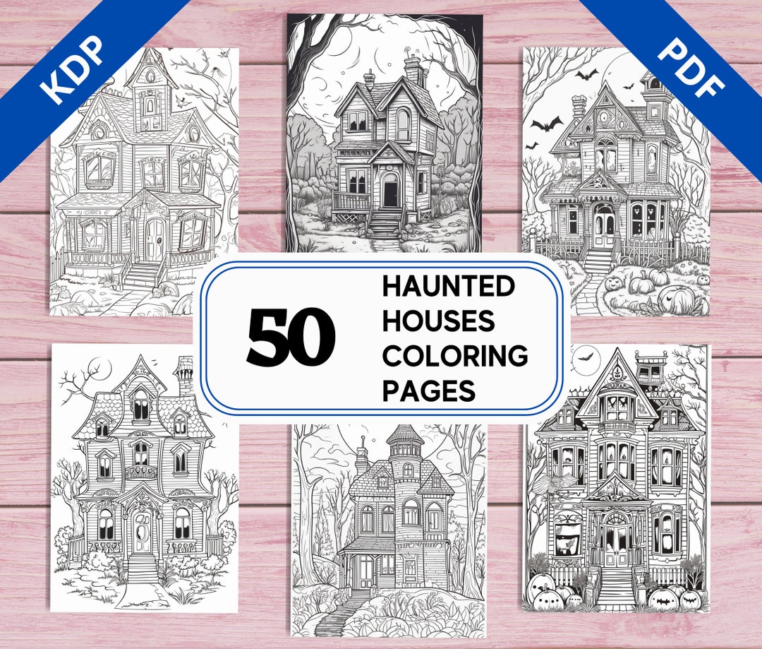 KDP Interior 50 Haunted Houses Coloring Pages | 8.5" X 11" Printable ...