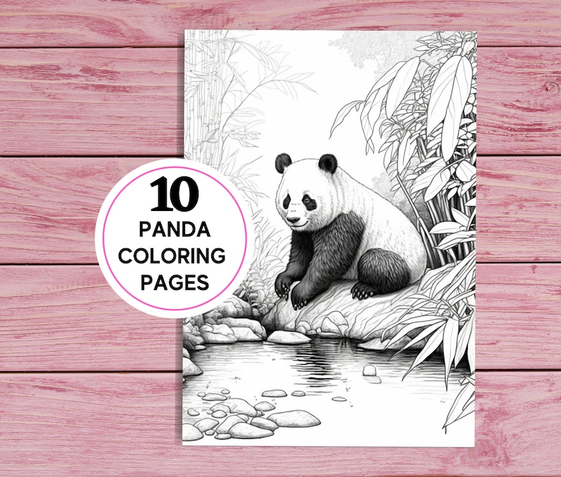 Panda 10 Realistic Coloring Pages for Kids and Adults Printable PDF 10 ...