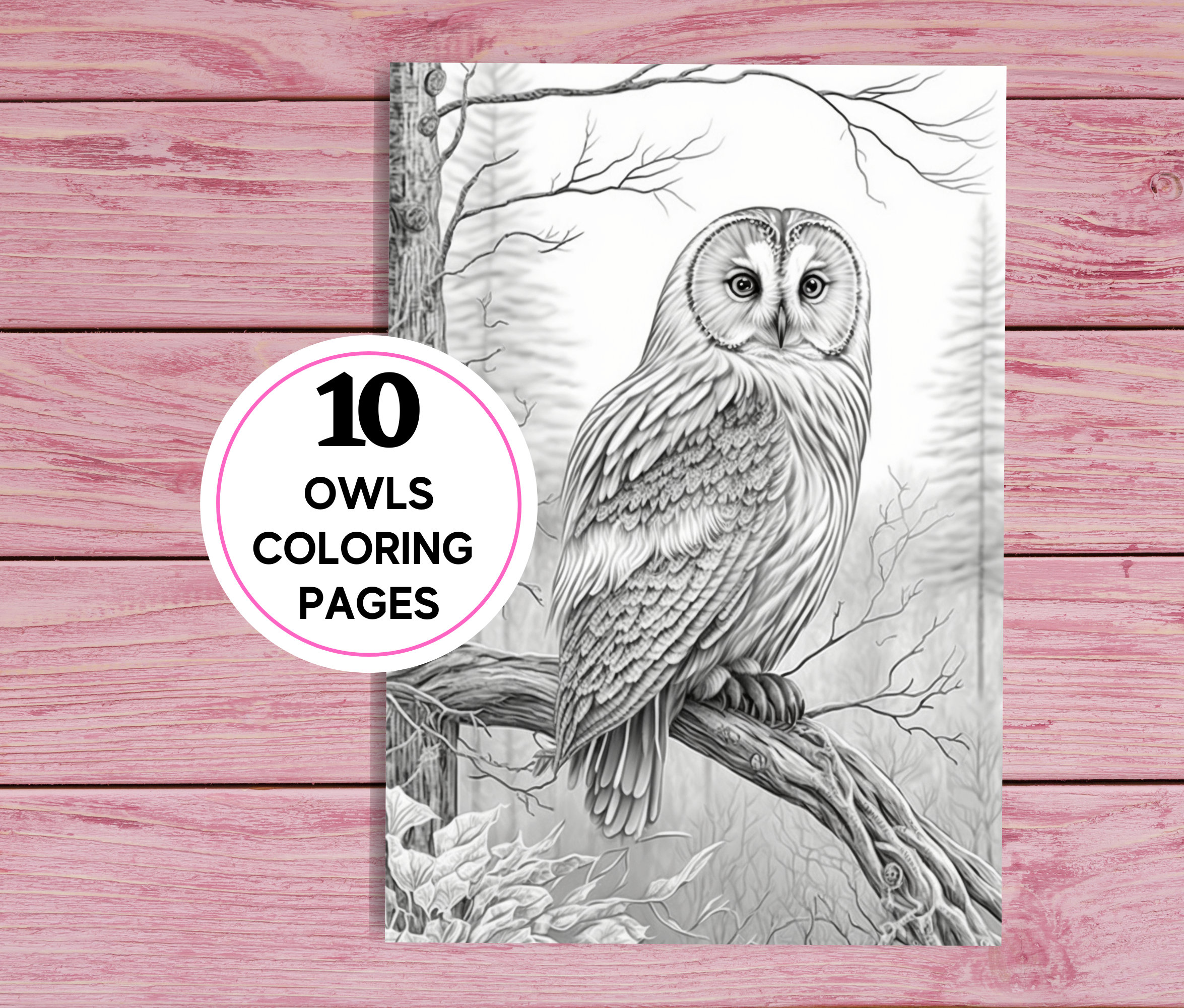 Majestic Owls - 10 Grayscale Coloring Pages for Kids and Adults ...