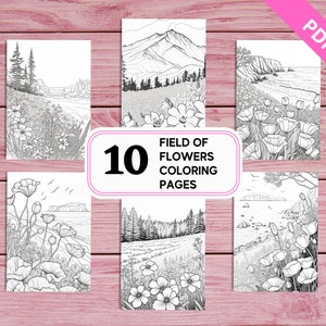 Field of Flowers - 10 Coloring Pages for Adults | Printable PDF 10 ...