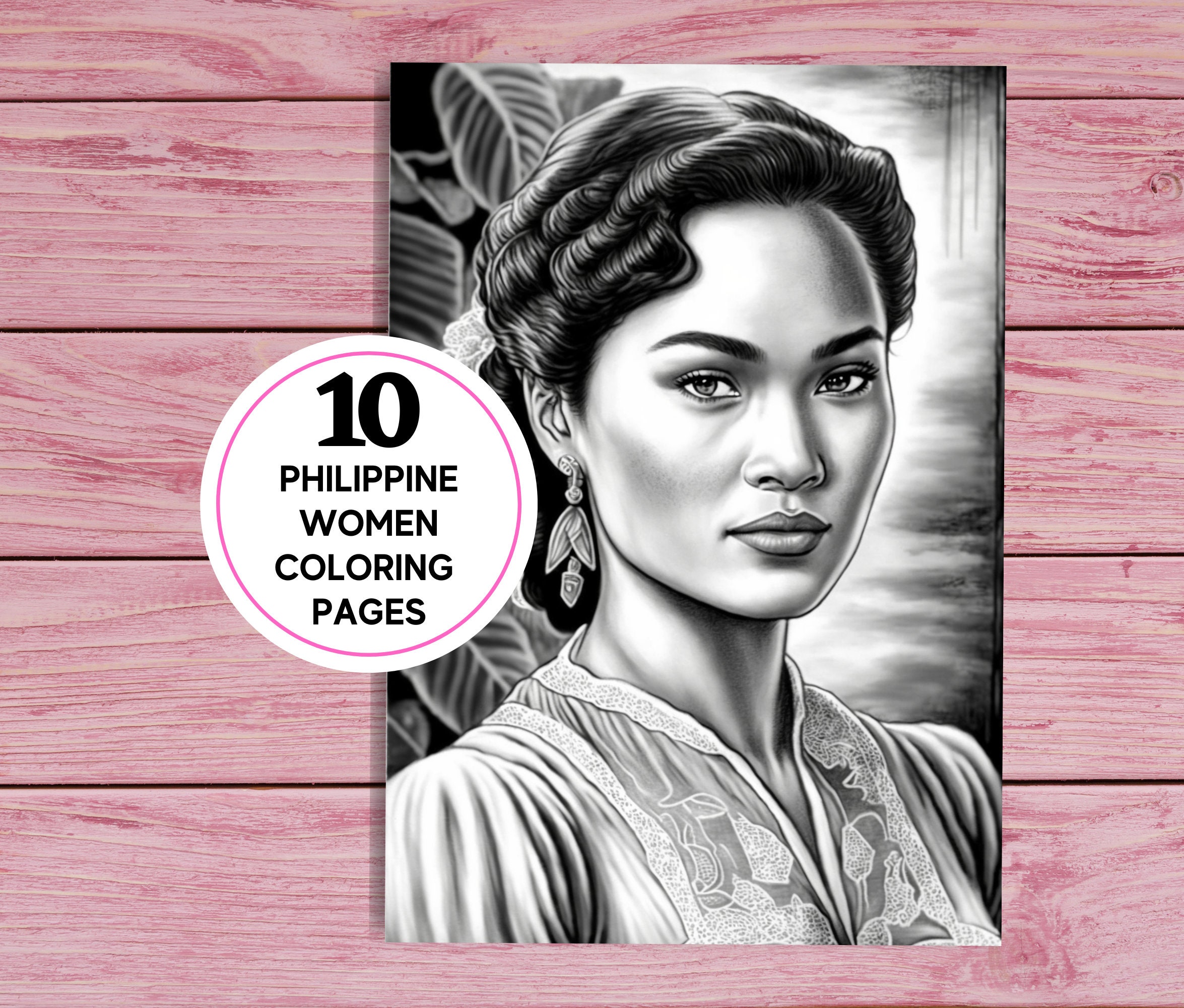 Philippine Women Portraits Coloring Pages – 10 Printable A4 Sheets (PDF ...