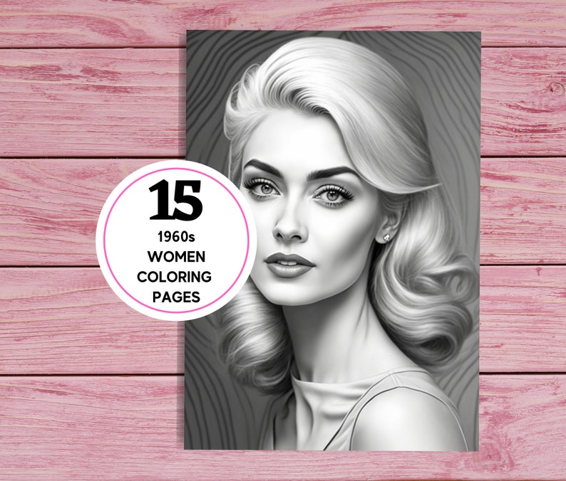 1960s Women Portraits - 15 Coloring Pages for Adults | Printable PDF 15 ...