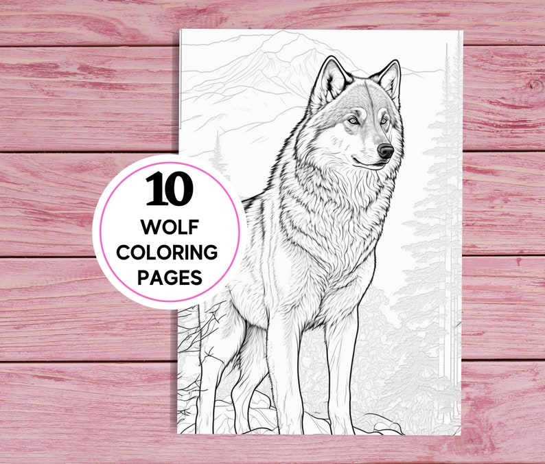 Wolf 10 Coloring Pages for Kids and Adults Printable PDF 10 Pages A4 ...