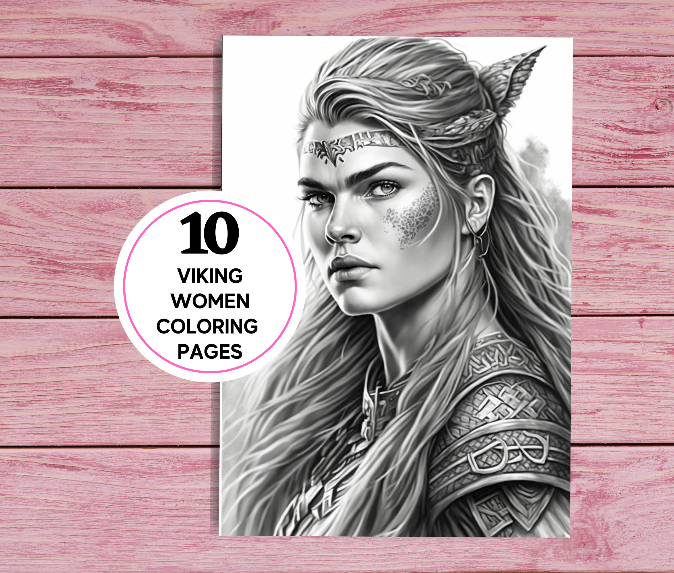 Viking Women Portraits 10 Coloring Pages for Adults Printable PDF 10 ...
