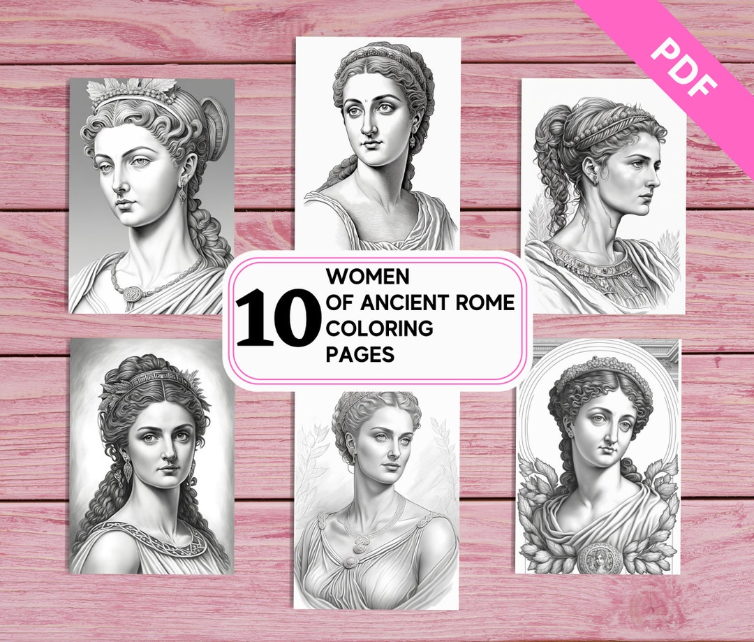 Ancient Rome Women Portraits – 10 Printable Adult Coloring Pages (PDF ...