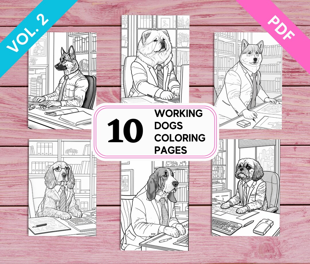 Working Dogs in Suits Vol.2 - 10 Coloring Pages for Kids and Adults ...