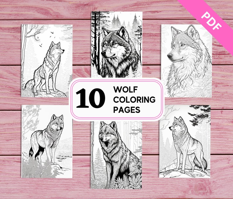 Wolf Coloring Pages – 10 Printable Designs for Adults & Kids (PDF) - Etsy