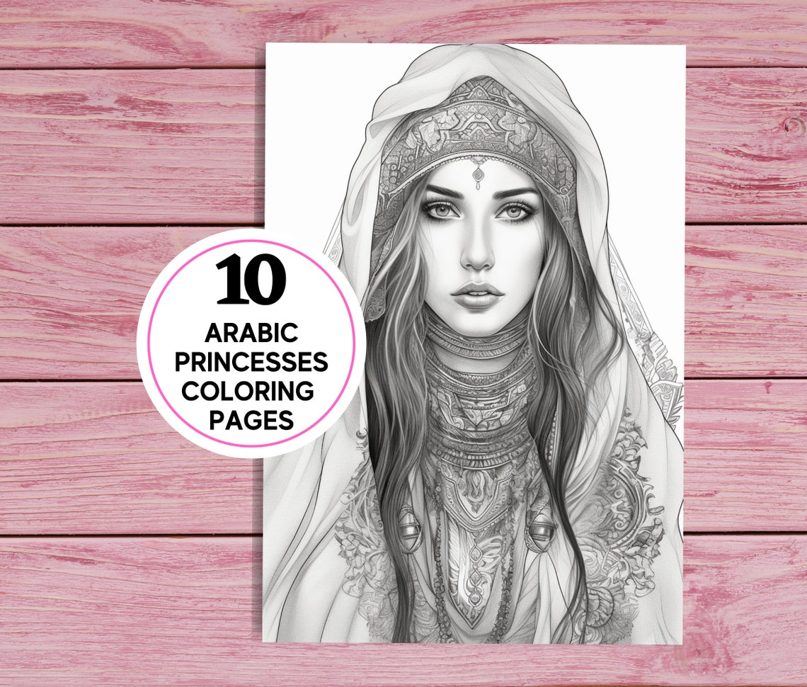 Arabic Princesses Portraits 10 Coloring Pages for Adults Printable PDF ...