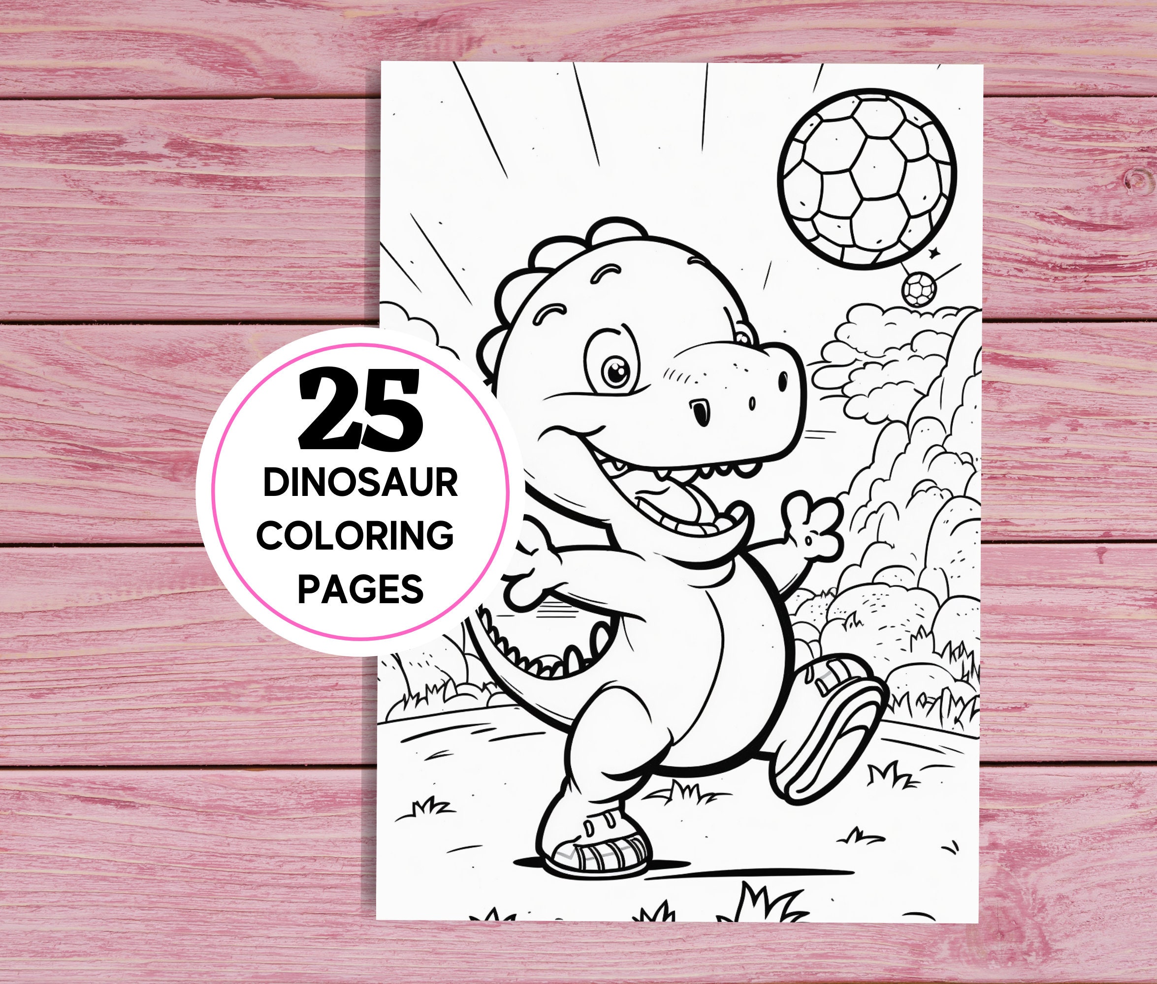 25 Cute and Funny Dinosaur Coloring Pages for Kids Printable PDF 25 ...