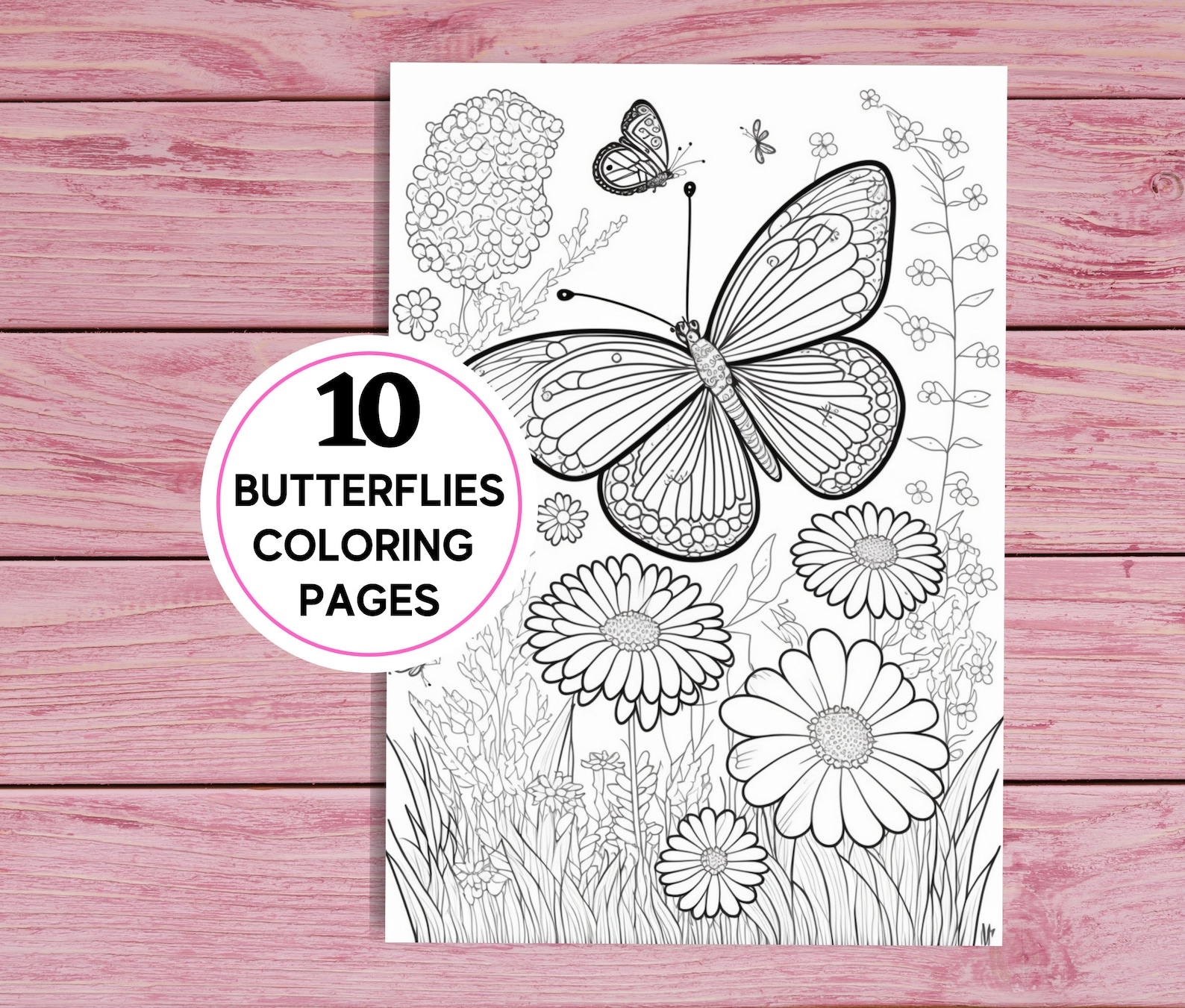 Butterflies - 10 Coloring Pages for Kids and Adults | Printable PDF 10 ...