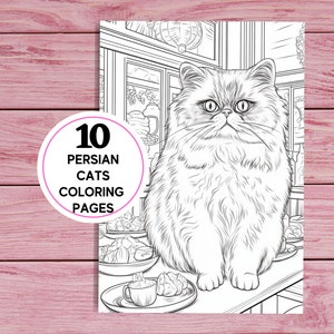 10 Persian Cats Coloring Pages for Kids and Adults | Printable PDF 10 ...
