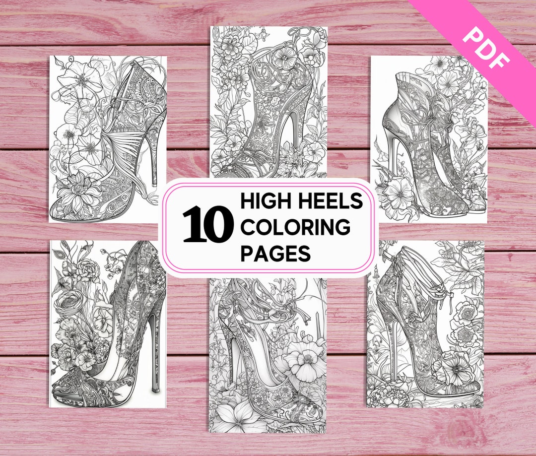 10 Beautiful Shoes - High Heels Coloring Pages for Kids and Adults ...