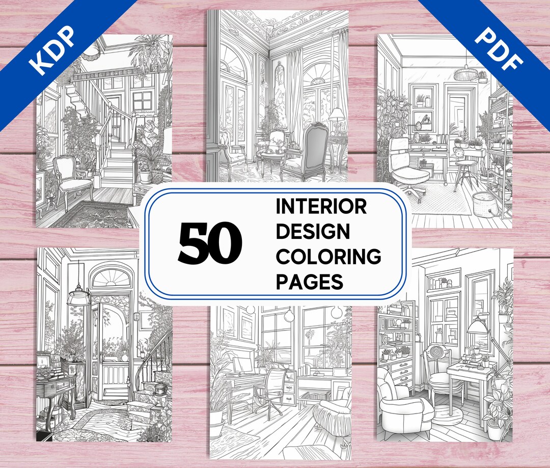 KDP Interior 50 Interior Design - Architecture Coloring Pages | 8.5" X ...