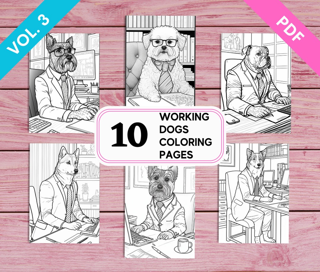 Working Dogs in Suits Vol.3 - 10 Coloring Pages for Kids and Adults ...