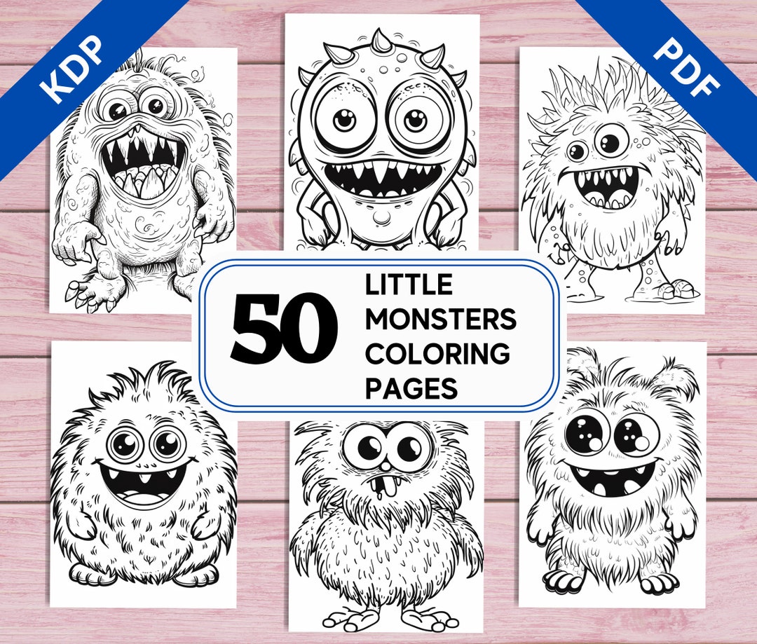 KDP Interior 50 Little Monsters Coloring Pages 8.5 X 11 Printable PDF ...
