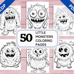KDP Interior 50 Little Monsters Coloring Pages | 8.5" X 11" Printable ...
