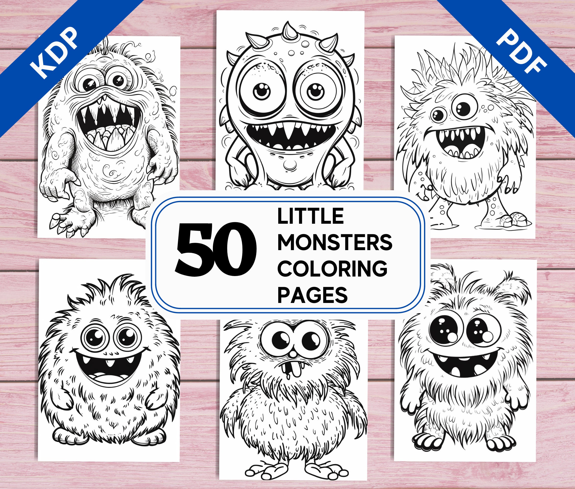 KDP Interior 50 Little Monsters Coloring Pages 8.5 X 11 Printable PDF ...