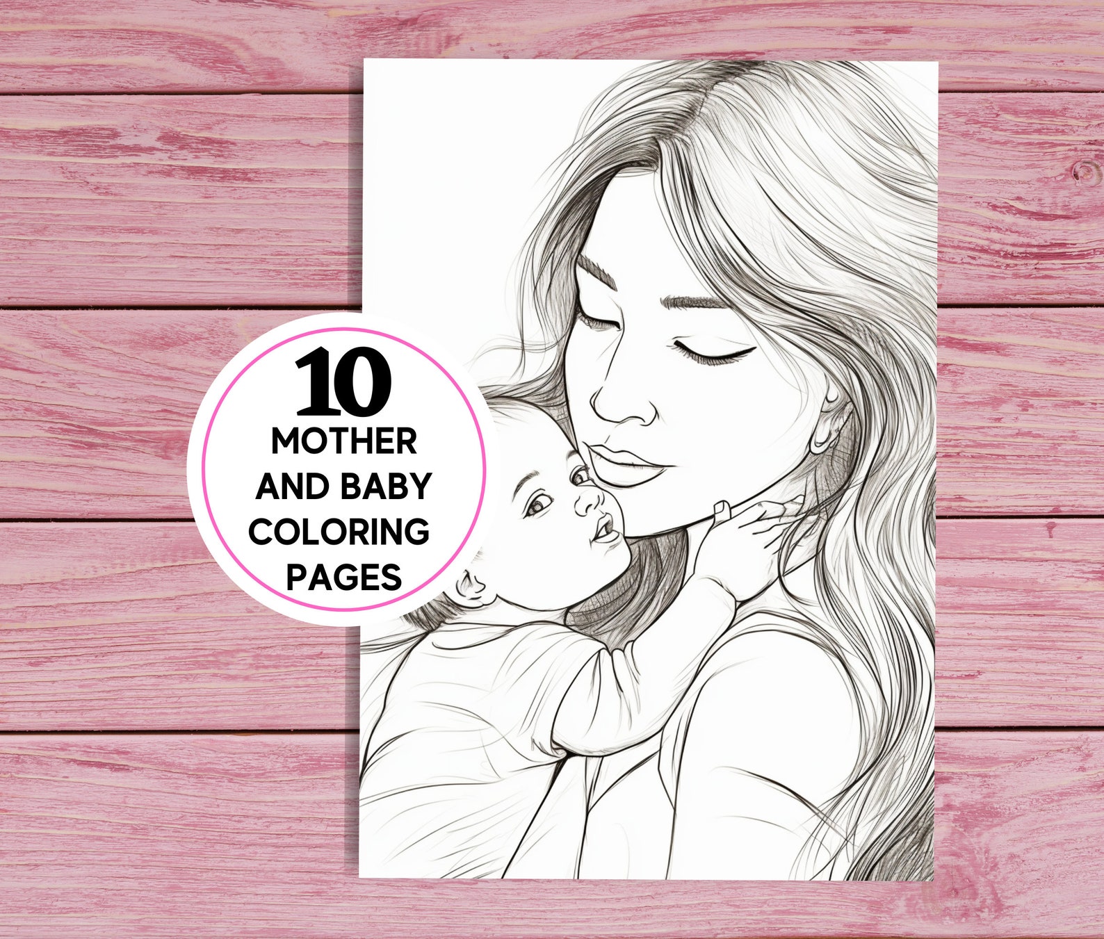 10 Mother and Baby Coloring Pages for Kids and Adults - Etsy