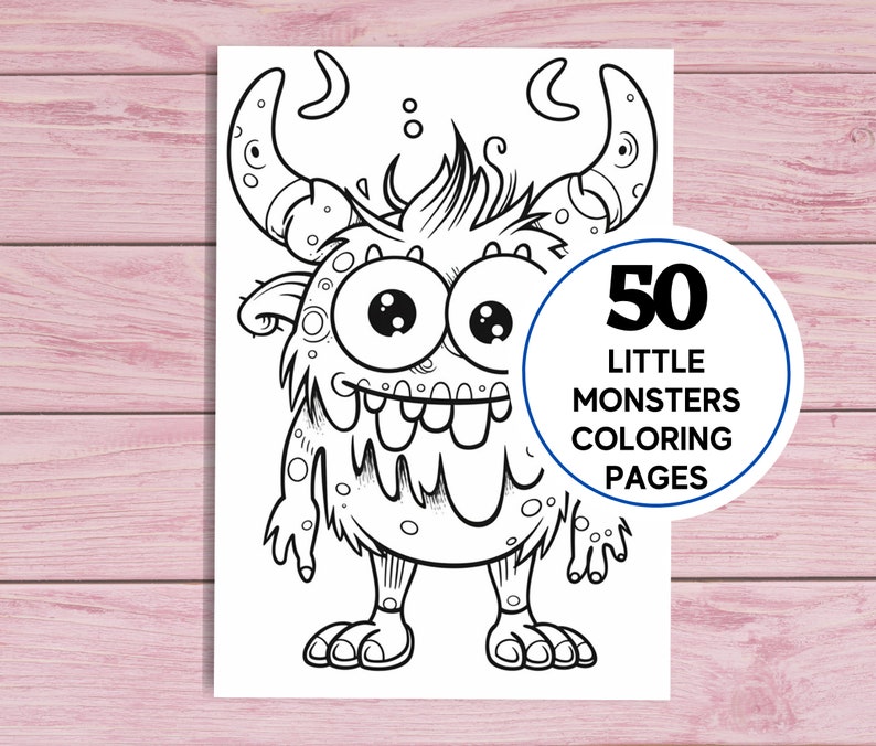 KDP Interior 50 Little Monsters Coloring Pages 8.5 X - Etsy
