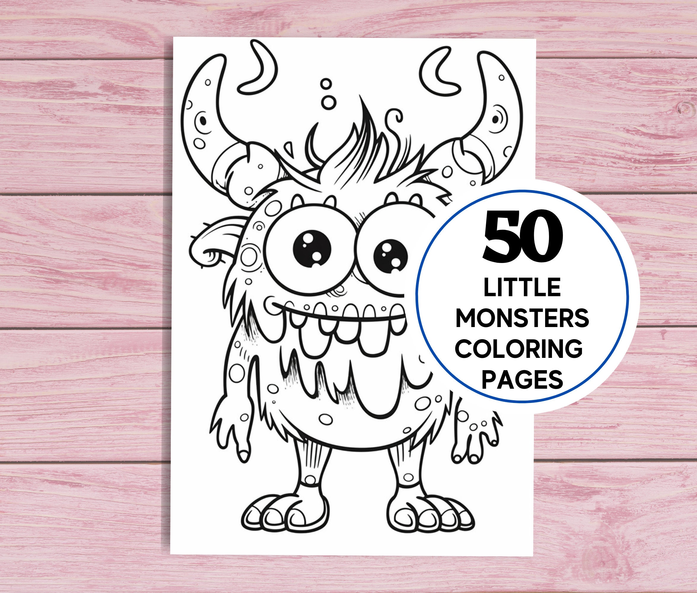 KDP Interior 50 Little Monsters Coloring Pages | 8.5" X 11" Printable ...