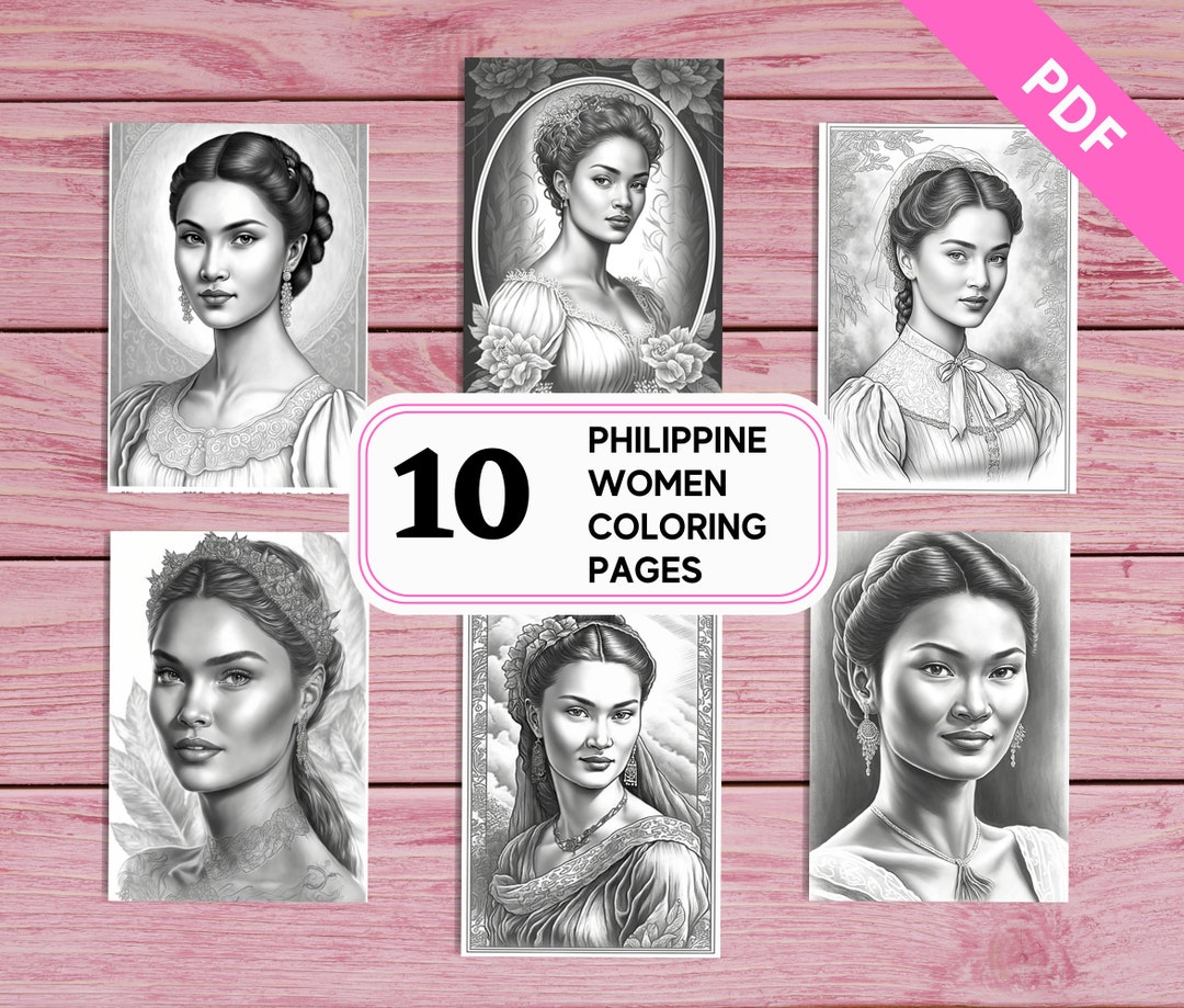 Philippine Women Portraits Coloring Pages – 10 Printable A4 Sheets (PDF ...
