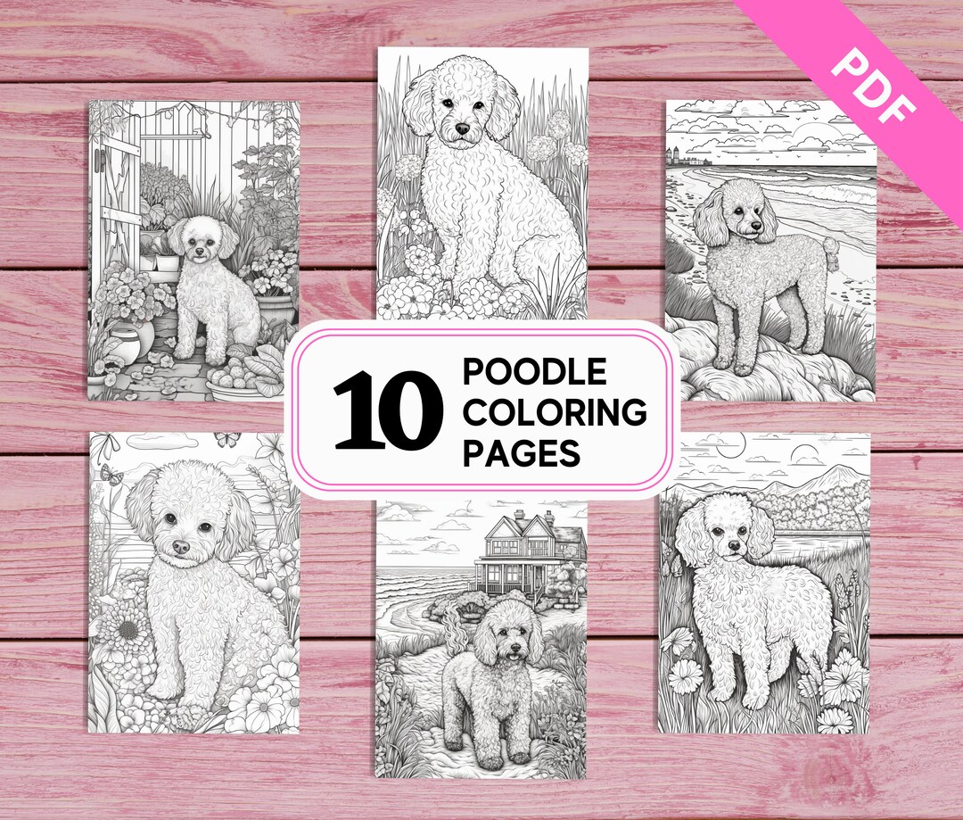 Poodle Dog - 10 Cute Coloring Pages for Kids and Adults | Printable PDF ...