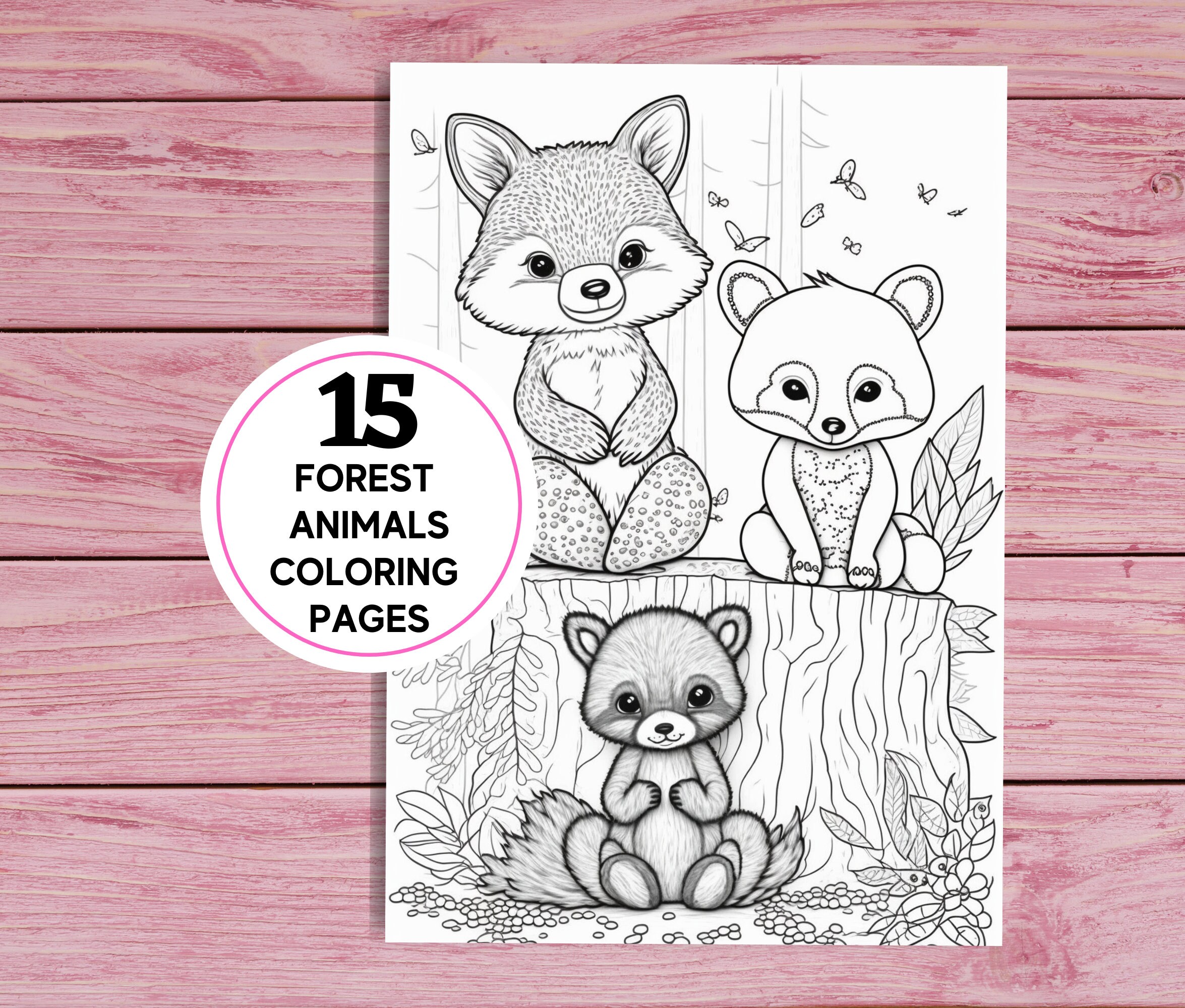 15 Cute Forest Animals Coloring Pages for Kids | Printable PDF 15 Pages ...
