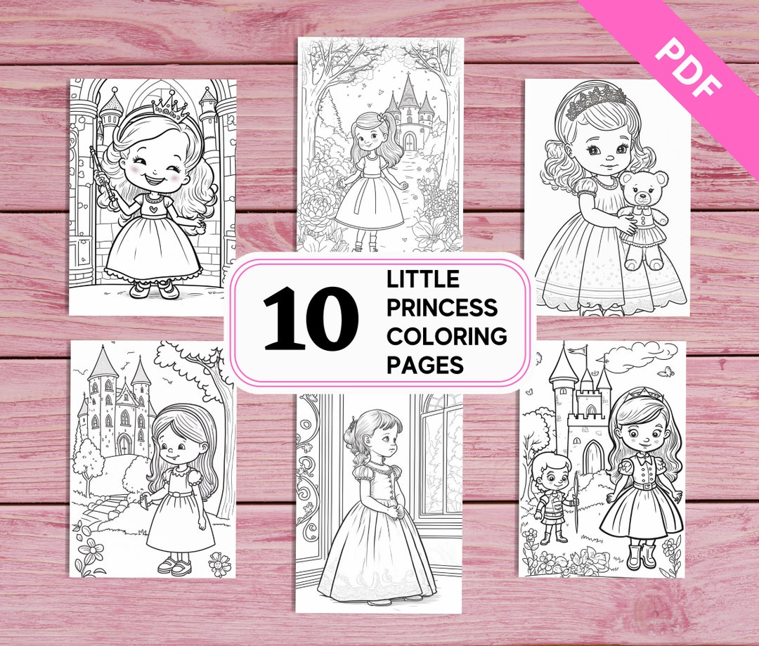 Little Princess - 10 Cute Coloring Pages for Kids | Printable PDF 10 ...